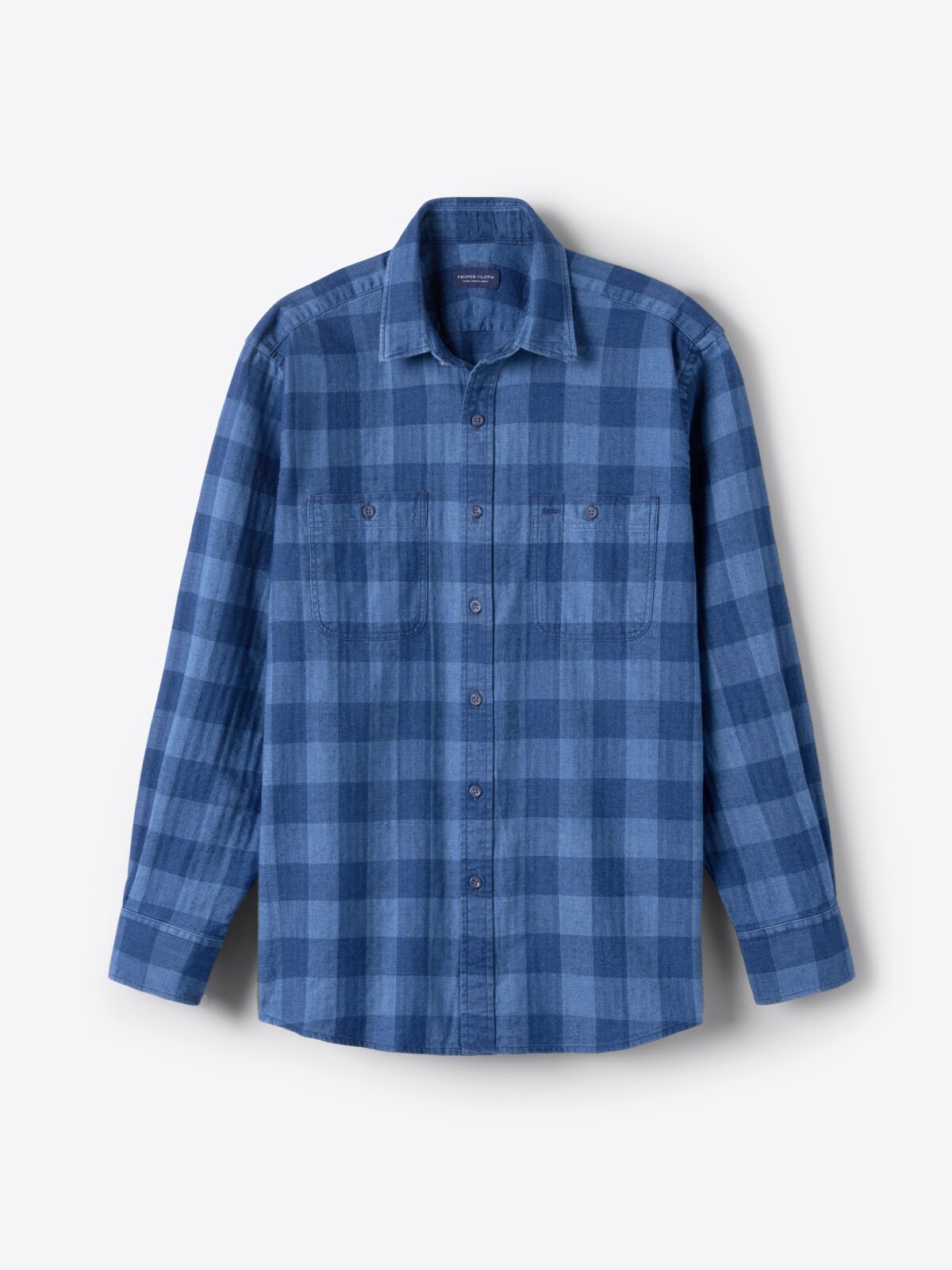 Indigo Large Gingham Brushed Herringbone Custom Dress Shirt Shirt by ...