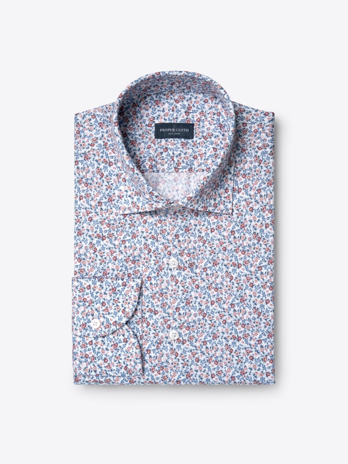 The Micro Print Business Casual Shirt in Light Blue and Pink Micro Rose