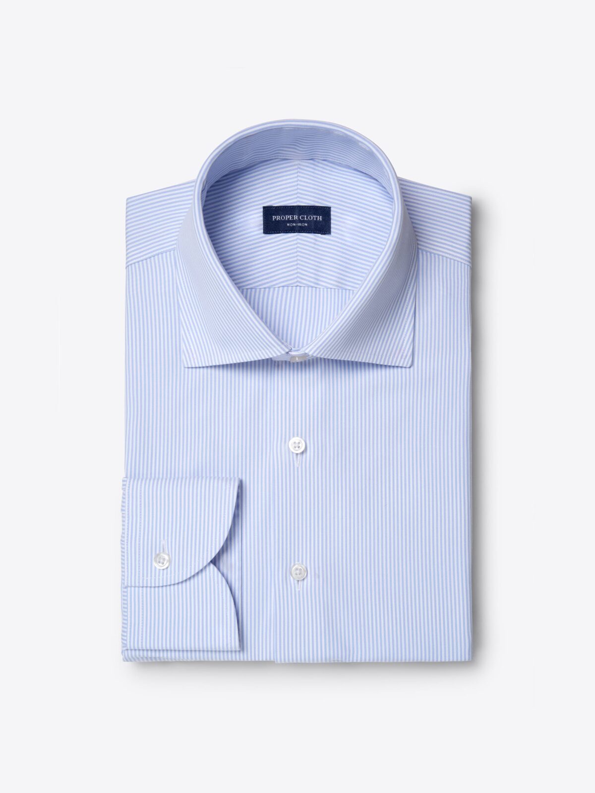 Non-Iron Light Blue Stripe Pinpoint Shirt by Proper Cloth