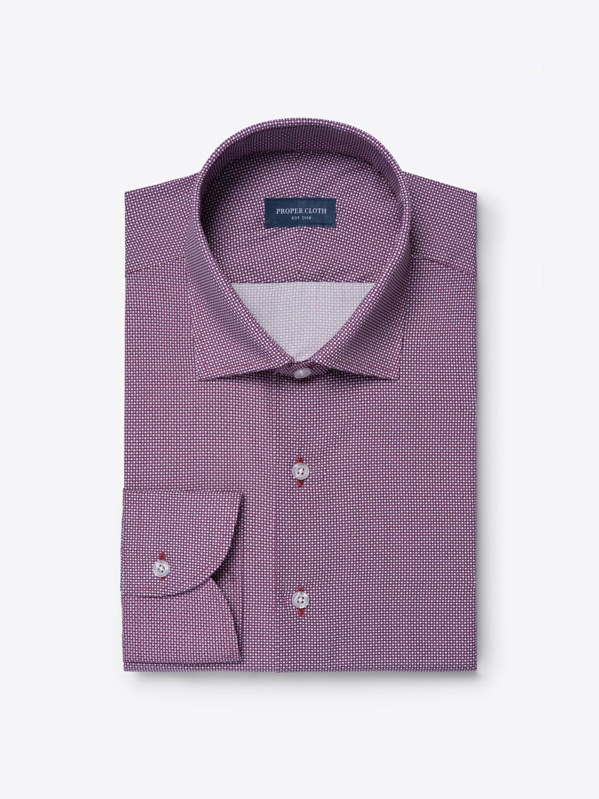 The Italian Printed Business Casual Shirt in Burgundy