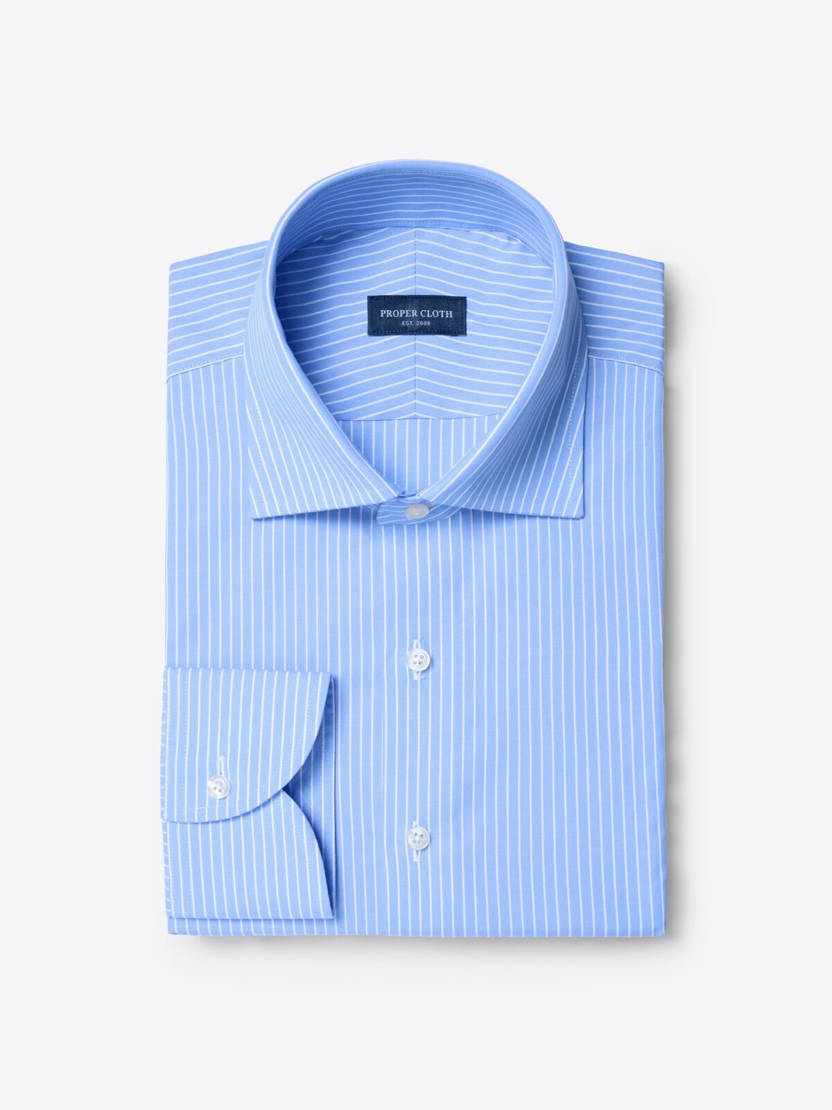 The Wrinkle-Resistant Broadcloth Dress Shirt in Light Blue Reverse Stripe