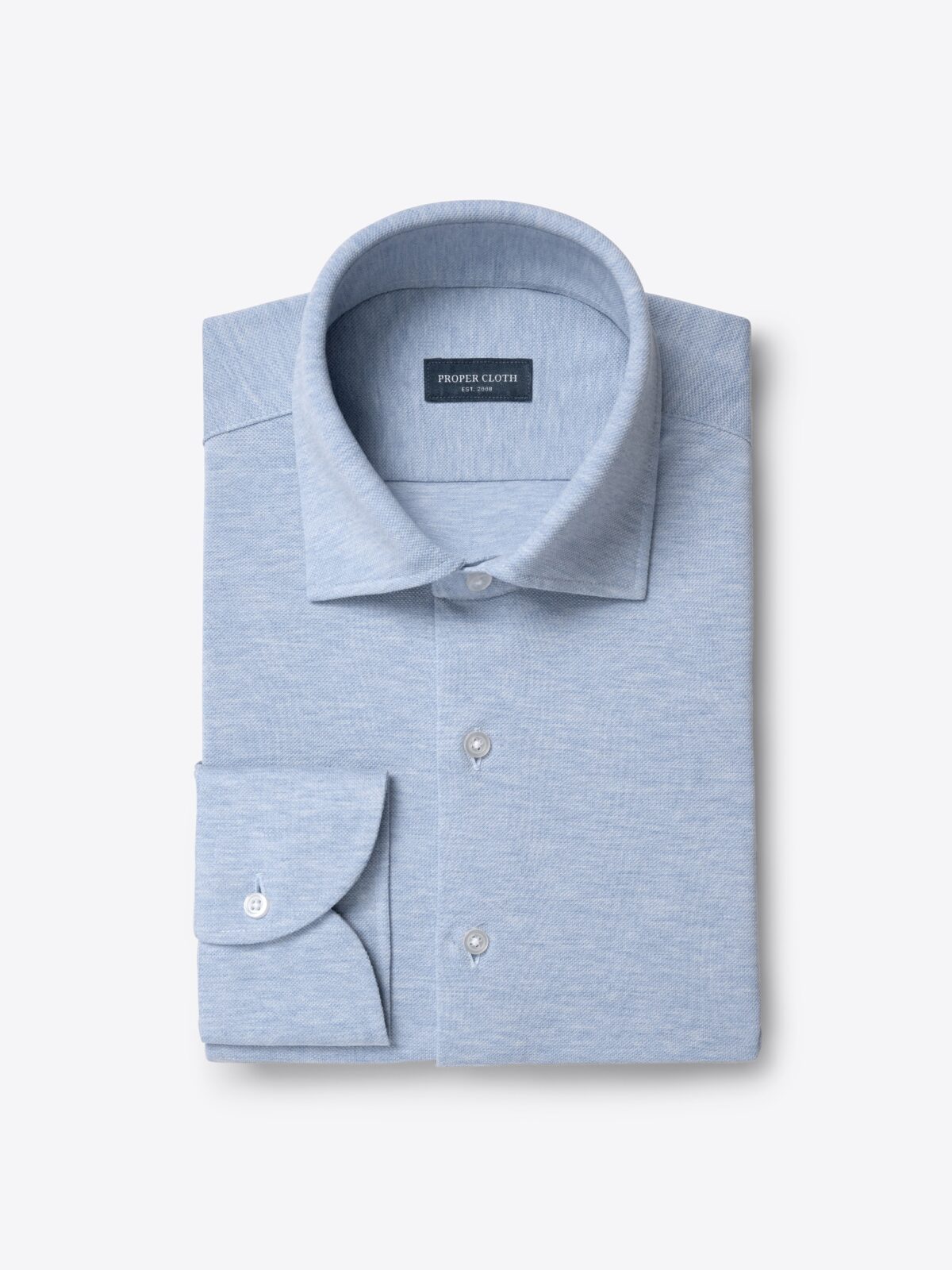 Sullivan Light Blue Melange Easy Care Knit Shirt by Proper Cloth