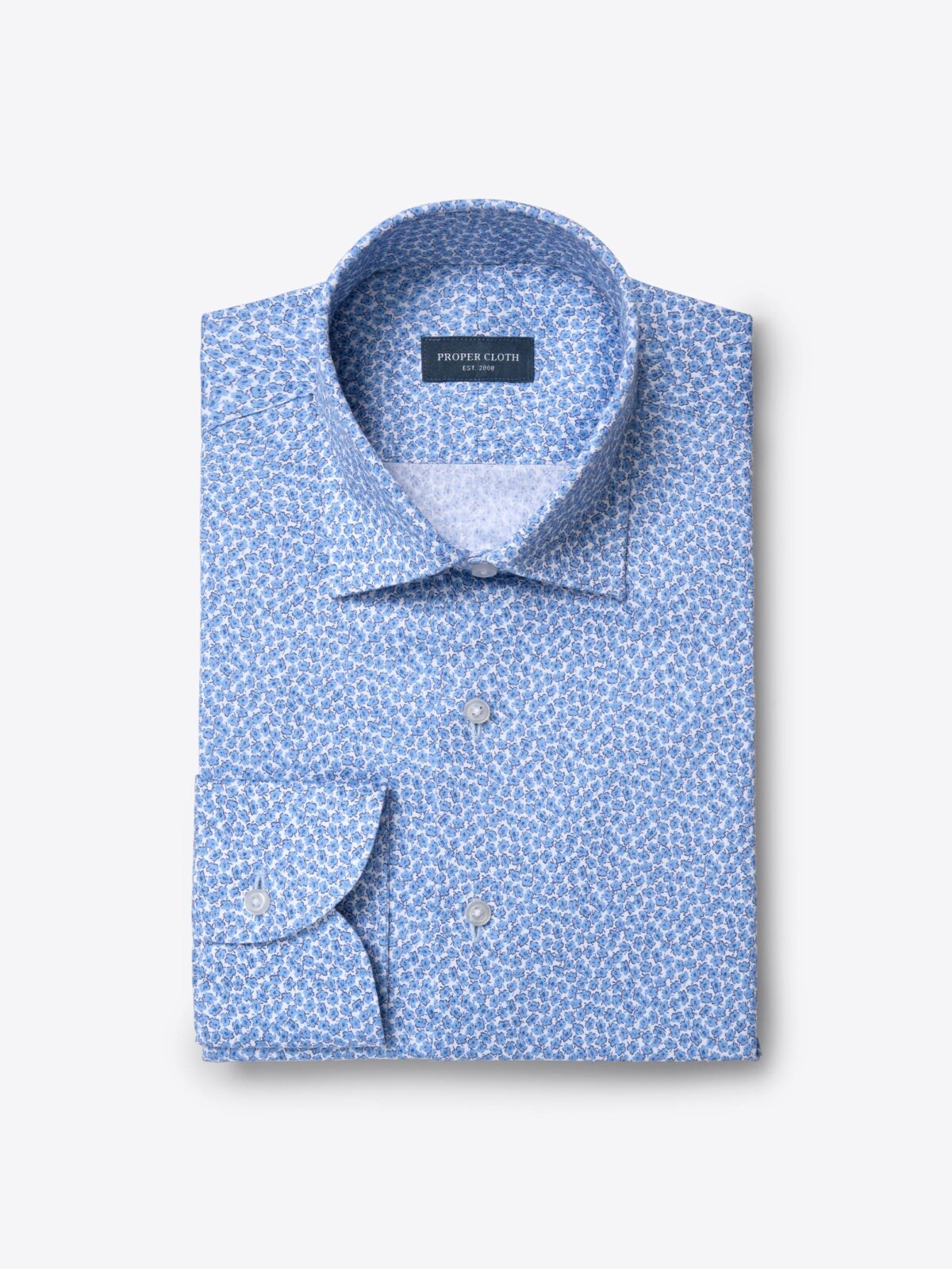 Organic Blue Floral Micro Print Shirt by Proper Cloth