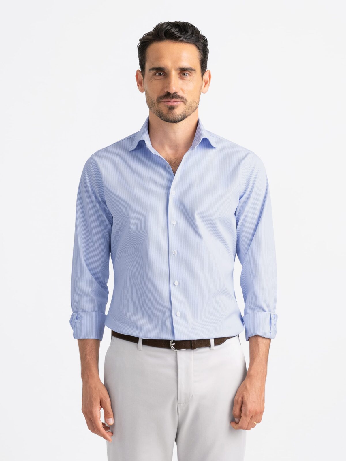 The Non-Iron Pinpoint Shirt in Blue Stripe
