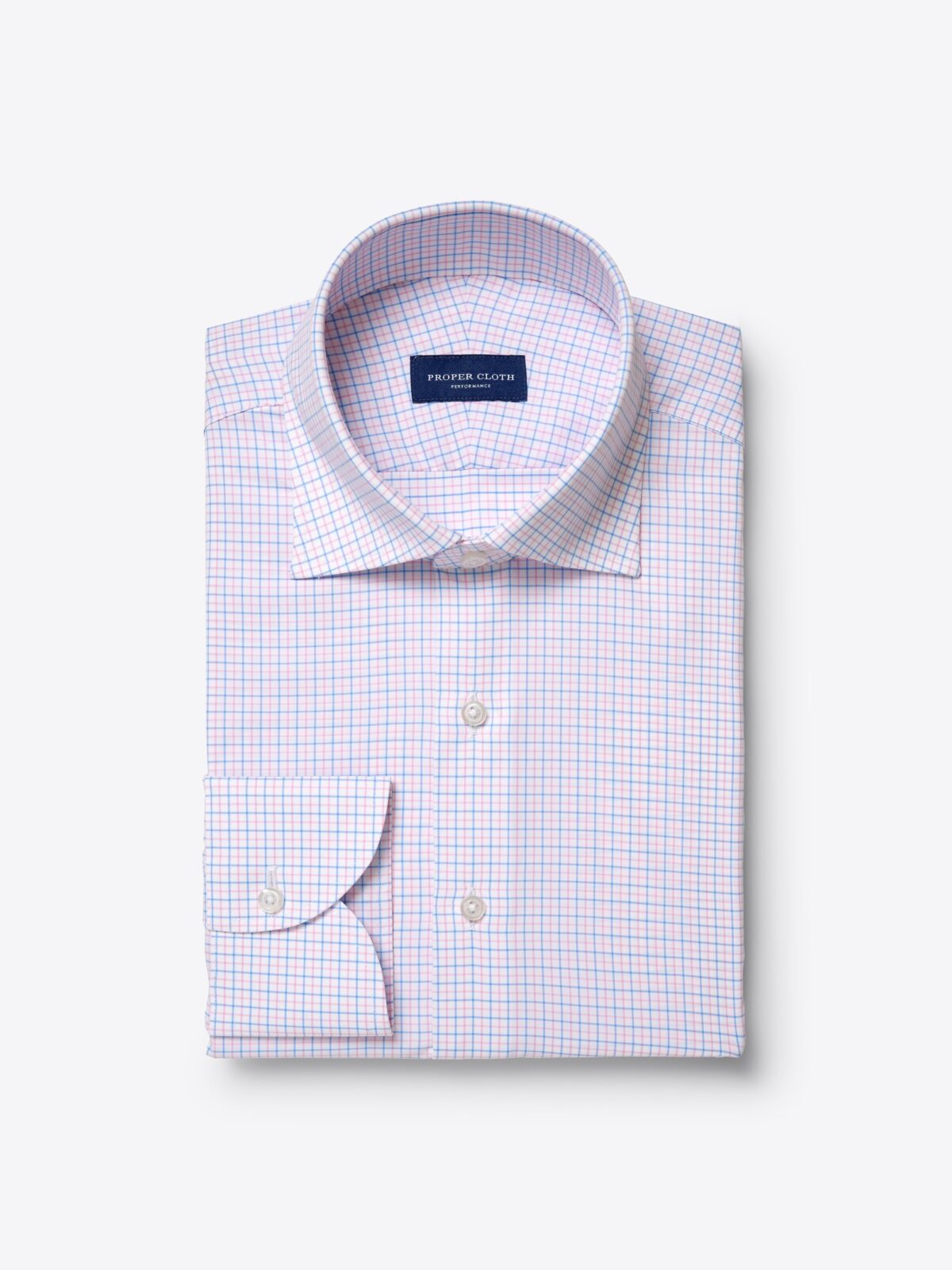 Blue and Pink Tattersall Performance Blend Shirt by Proper Cloth