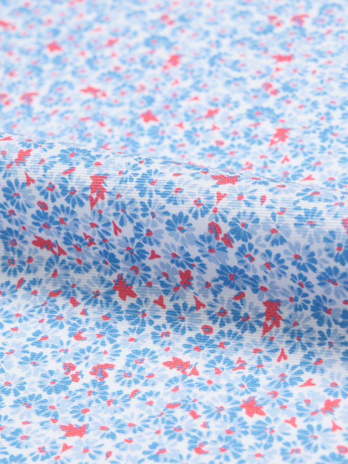 Non-Iron Stretch Blue and Persimmon Floral Print Shirts by Proper Cloth