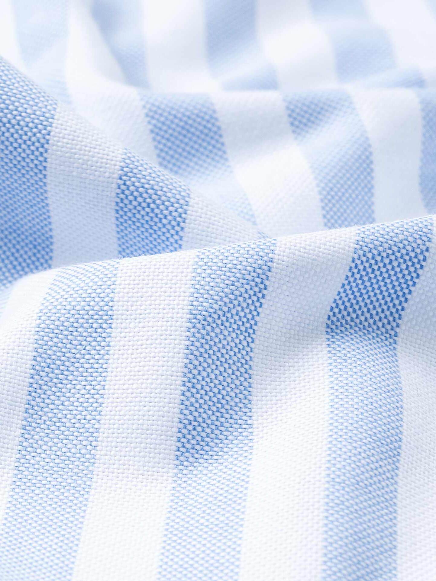 Light Blue Wide Stripe Lightweight Oxford Cloth Shirts by Proper Cloth