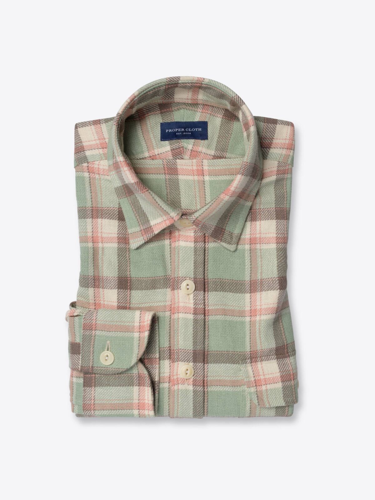 Jackson Faded Green and Rose Country Plaid Shirt by Proper Cloth