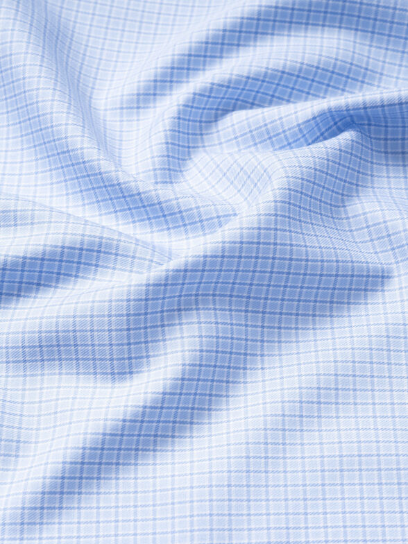 Thomas Mason Non-Iron Light Blue Small Check Shirts by Proper Cloth