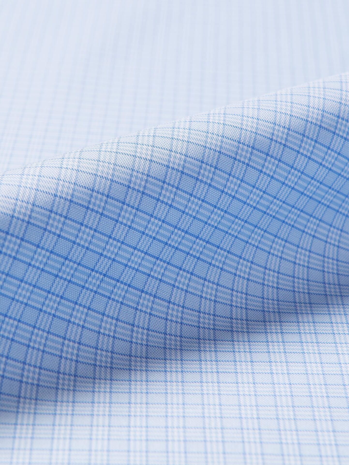 Non-Iron Stretch Light Blue Small Check Shirts by Proper Cloth