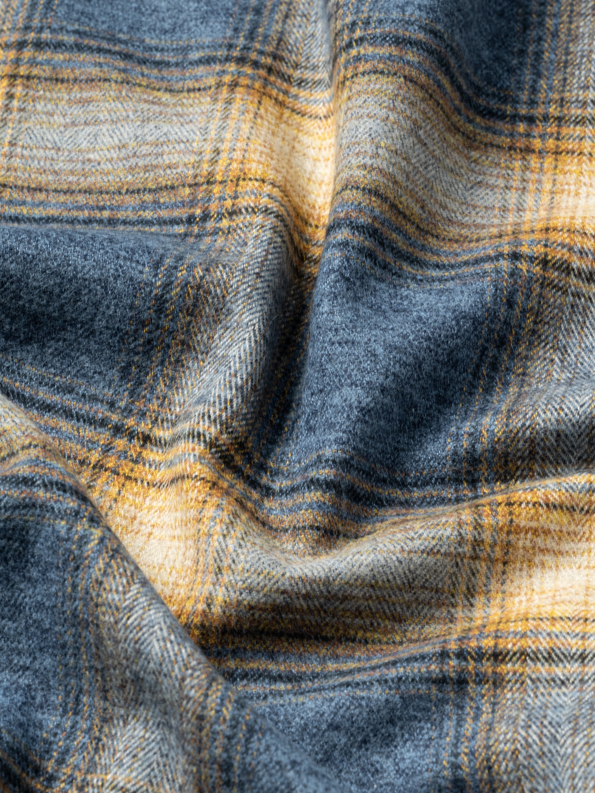 Japanese Blue and Gold Ombre Plaid Flannel Shirts by Proper Cloth