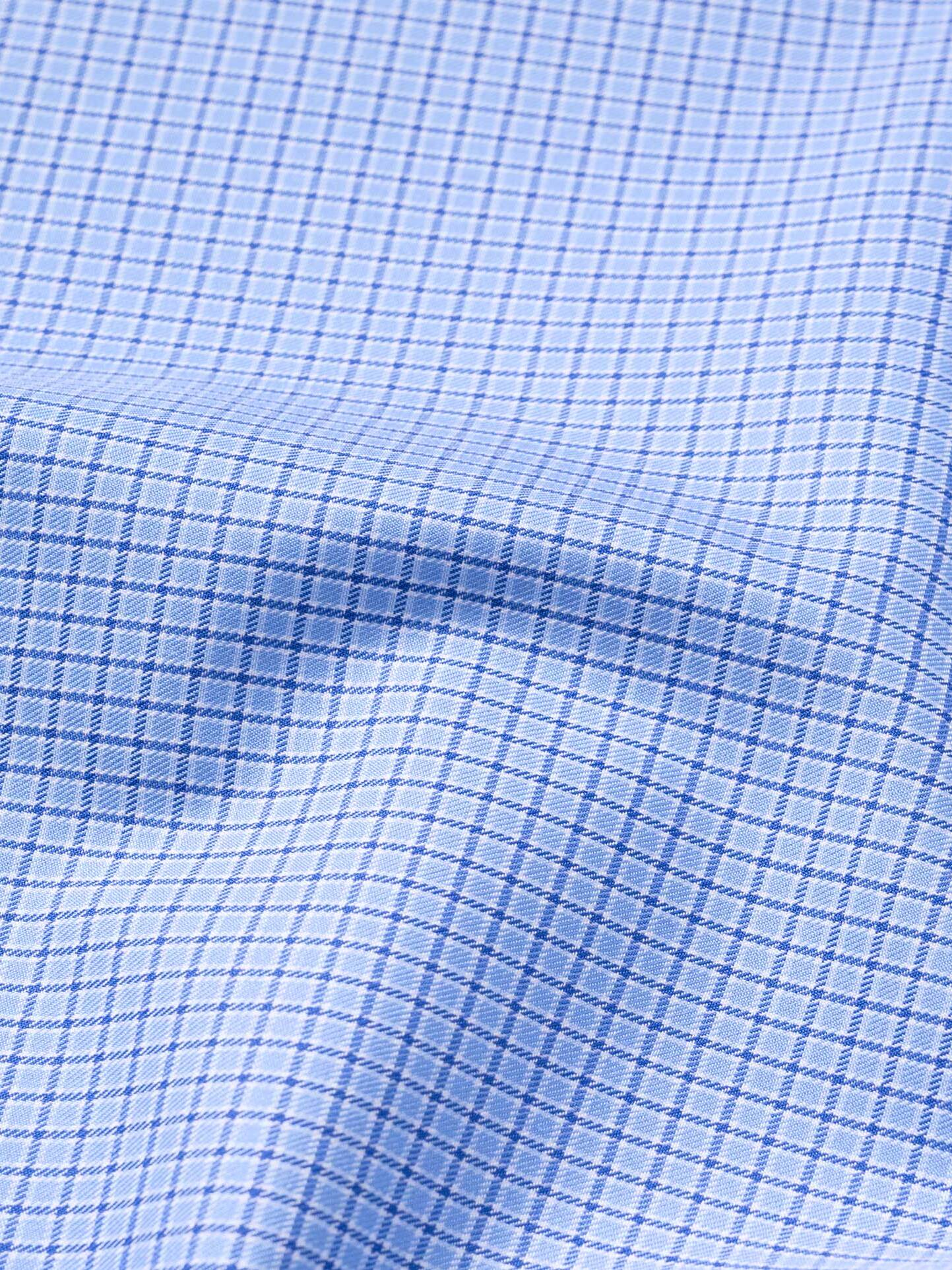 Thomas Mason Non-Iron Blue Small Check Shirts by Proper Cloth