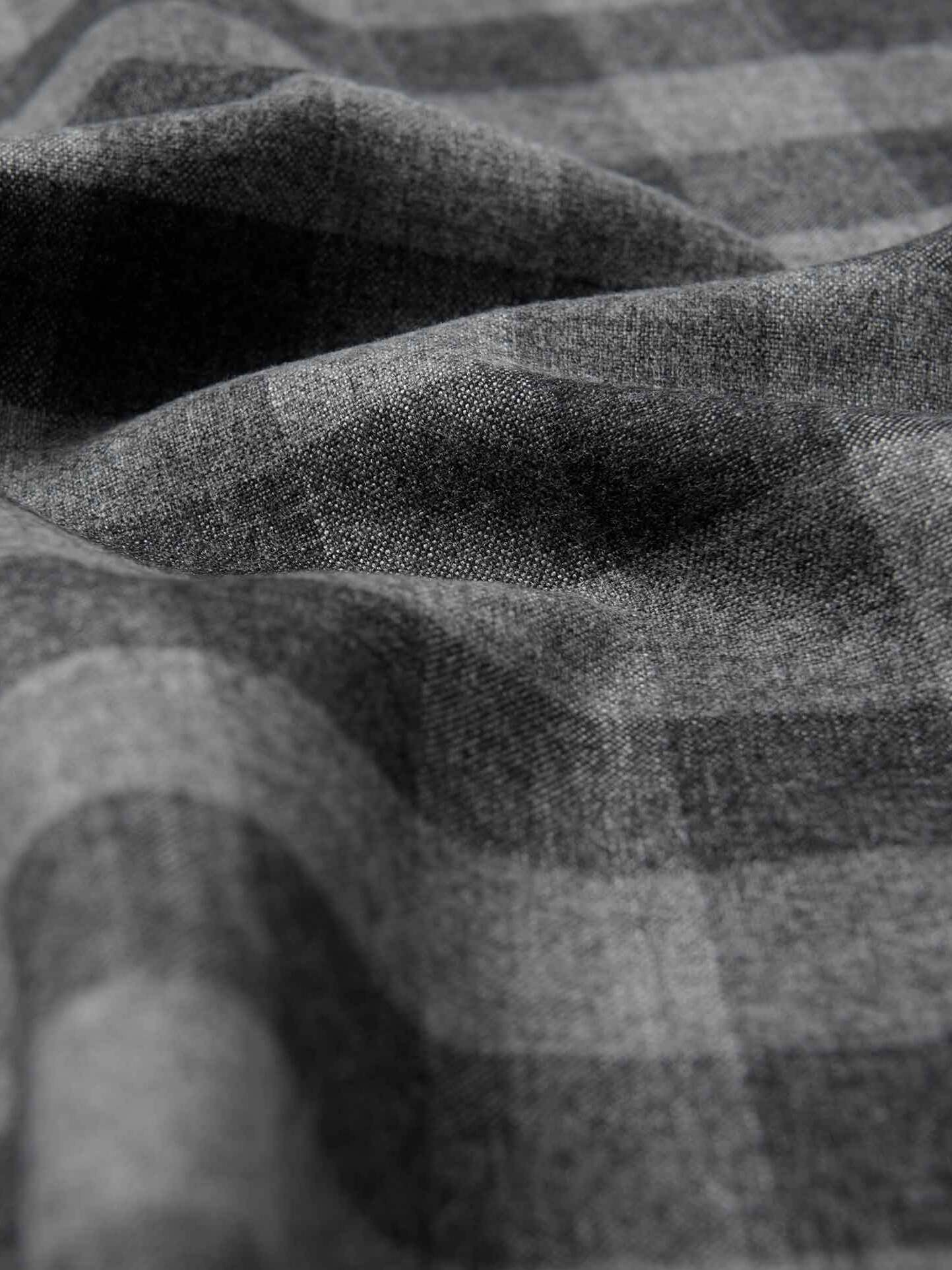 Reda Grey Melange Gingham Merino Wool Flannel Shirts by Proper Cloth