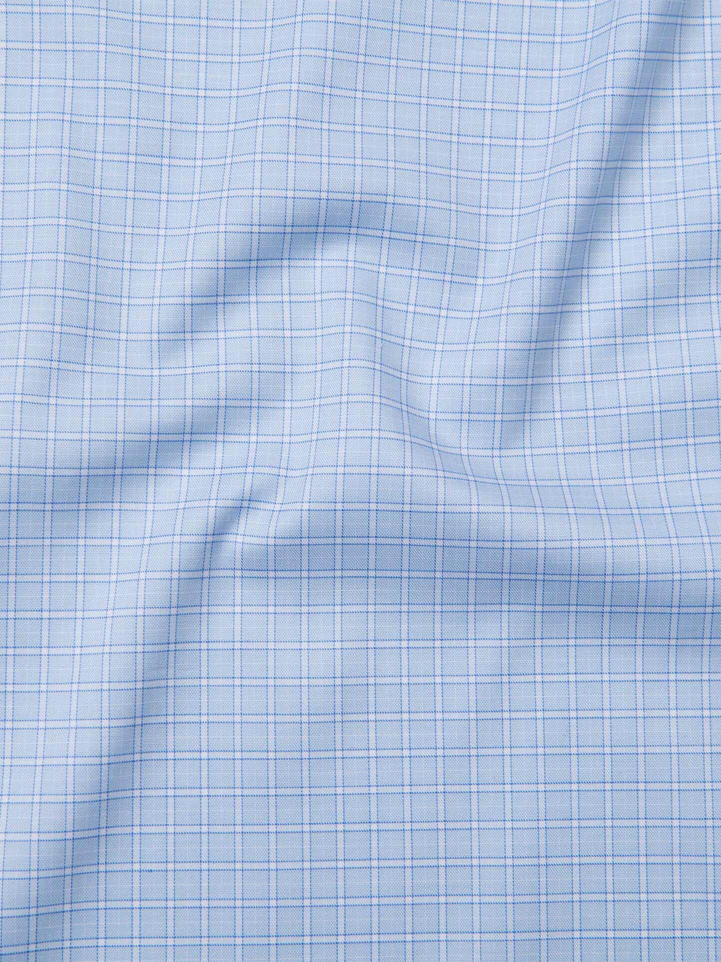 Non-Iron Stretch Light Blue Grid Shirts by Proper Cloth