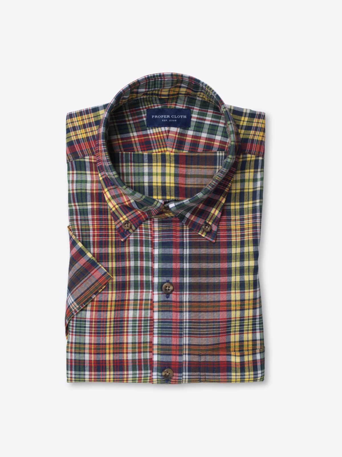 Red Green and Navy Indian Madras Shirt by Proper Cloth