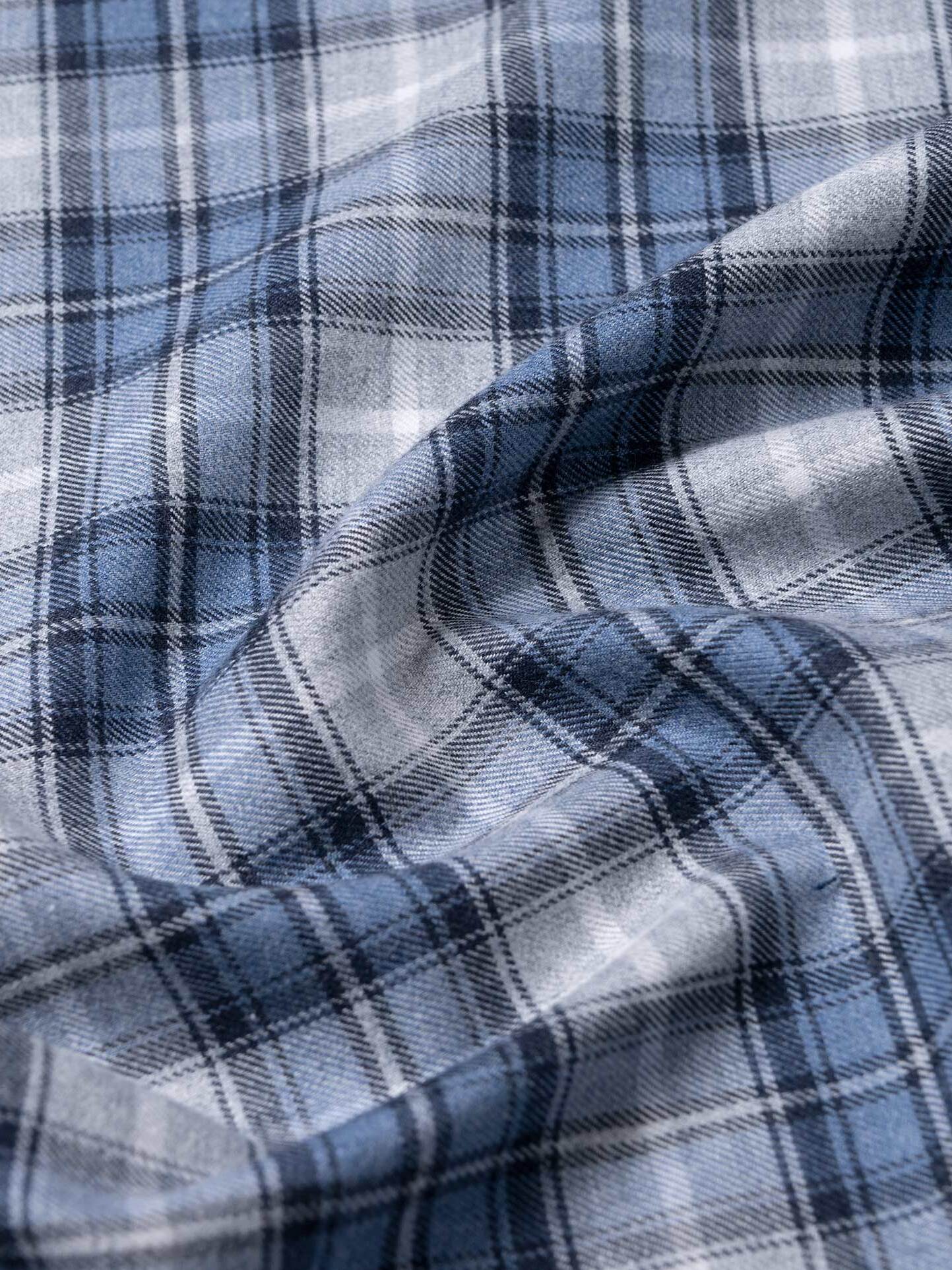 Teton Faded Blue and Grey Plaid Flannel Shirts by Proper Cloth