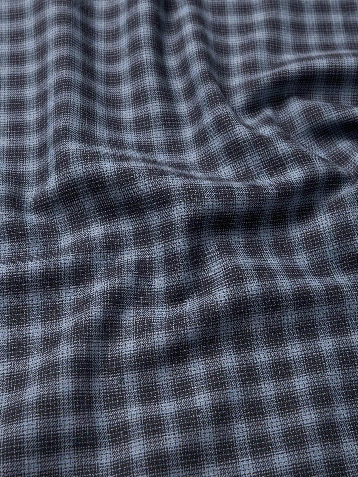 Kent Blue Melange Ombre Check Lightweight Flannel Shirts by Proper Cloth