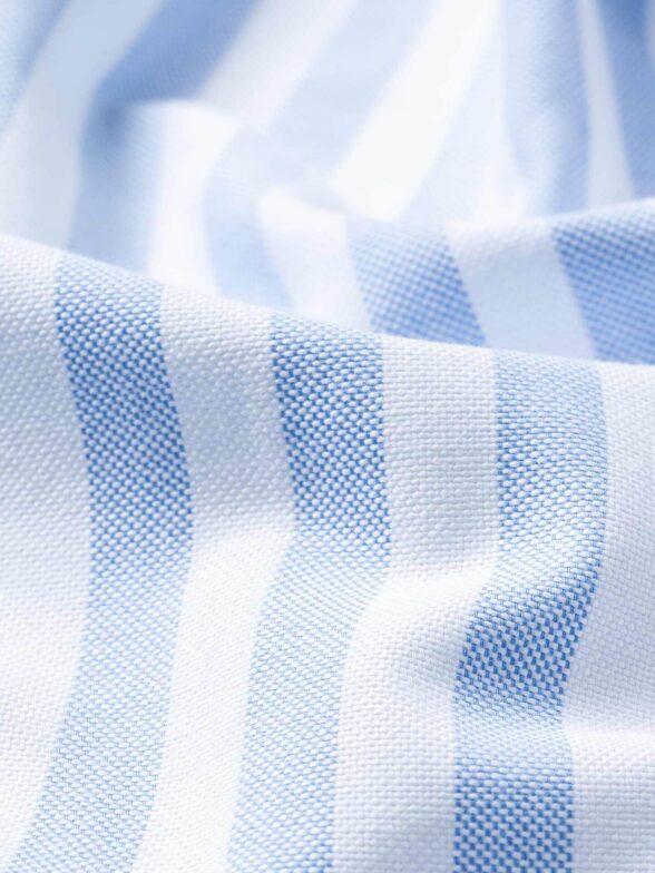 Light Blue Wide Stripe Lightweight Oxford Cloth Shirts by Proper Cloth