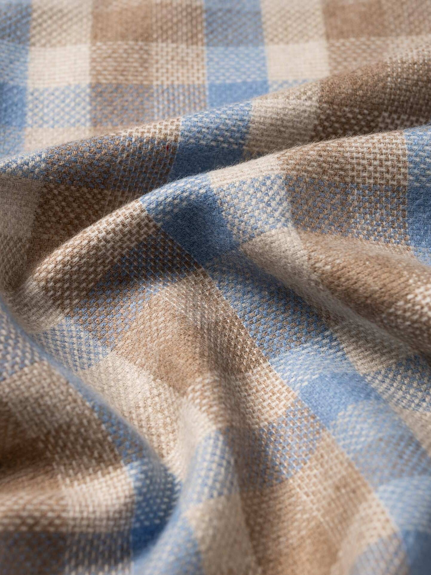 Porto Portuguese Beige and Light Blue Gingham Flannel Shirts by Proper ...