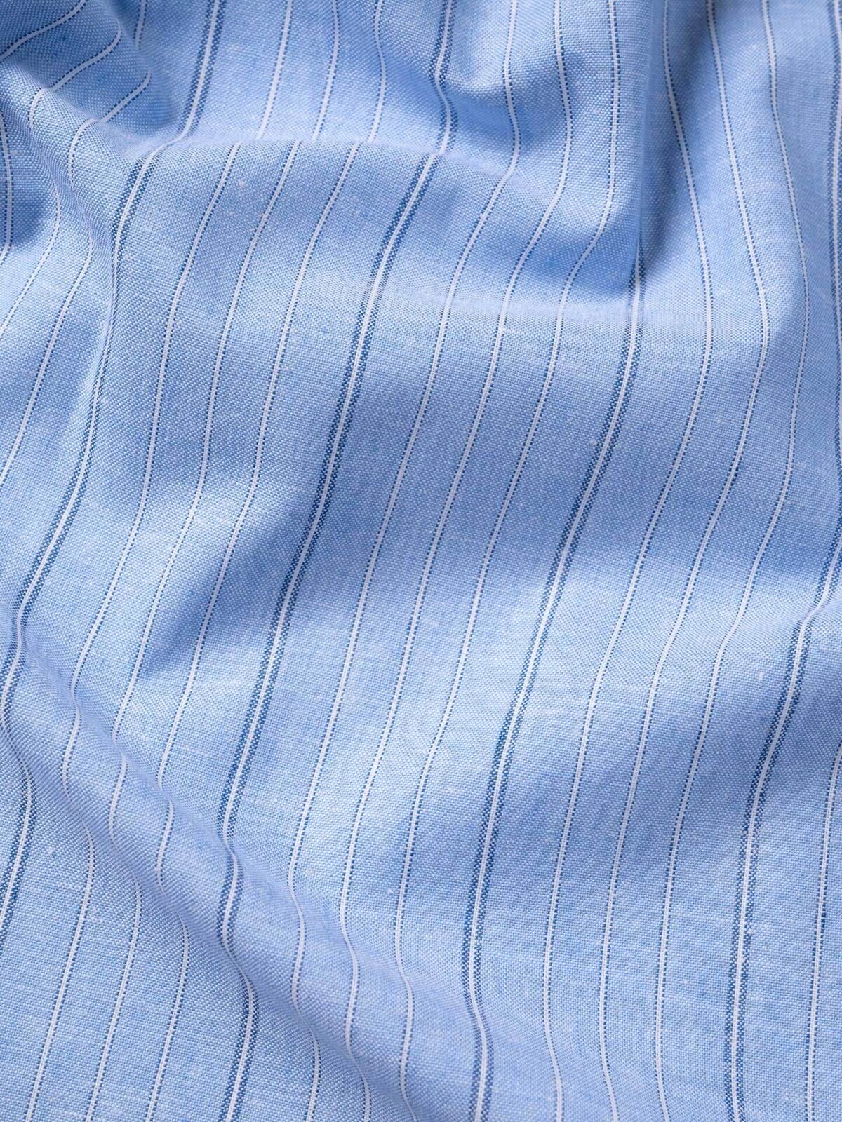 Light Blue Cotton Linen Multi Stripe Shirts by Proper Cloth