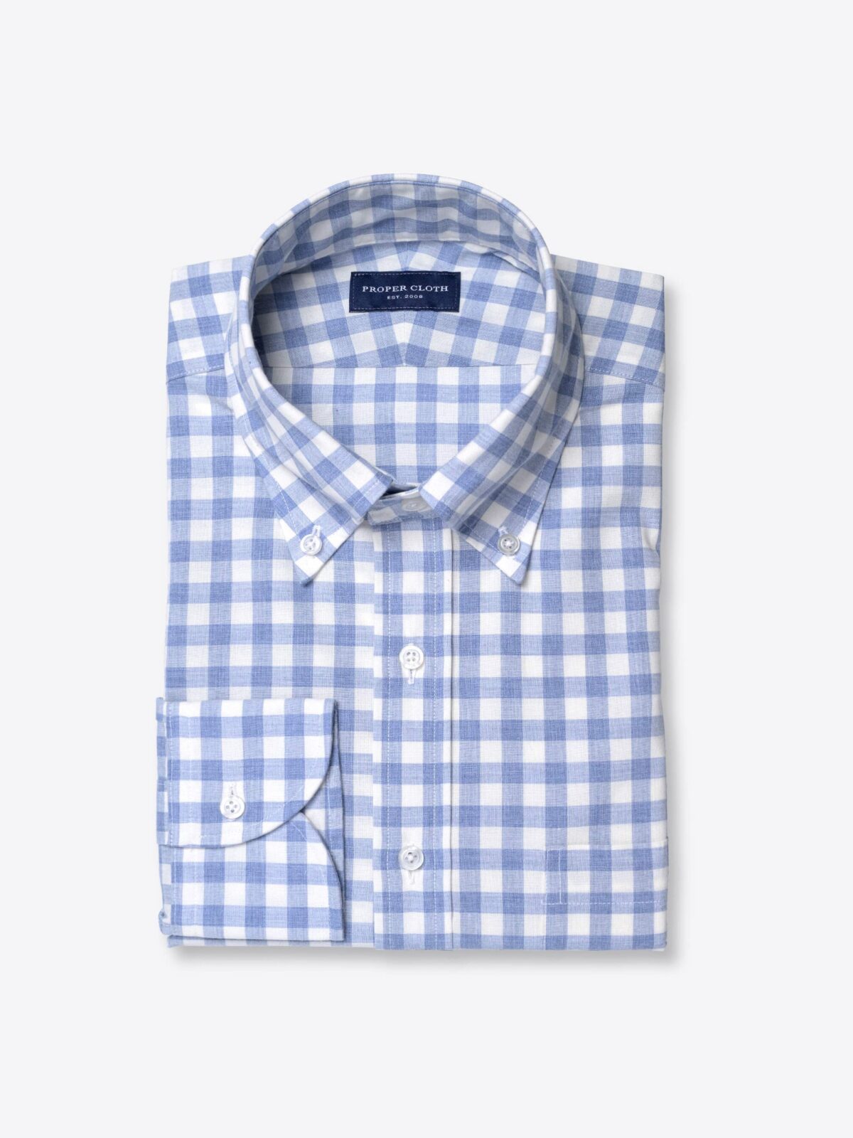 Light Blue Melange Cotton Gingham Shirt by Proper Cloth