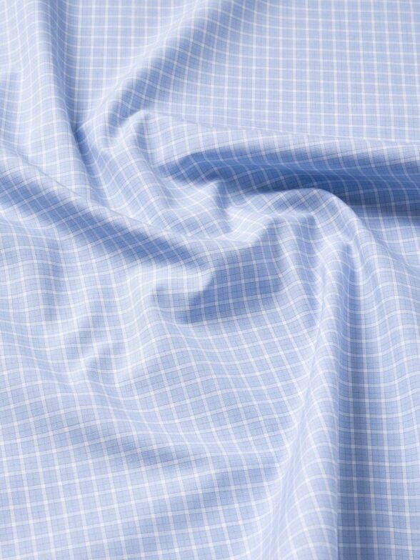Thomas Mason WR Light Blue Small Check Shirts by Proper Cloth