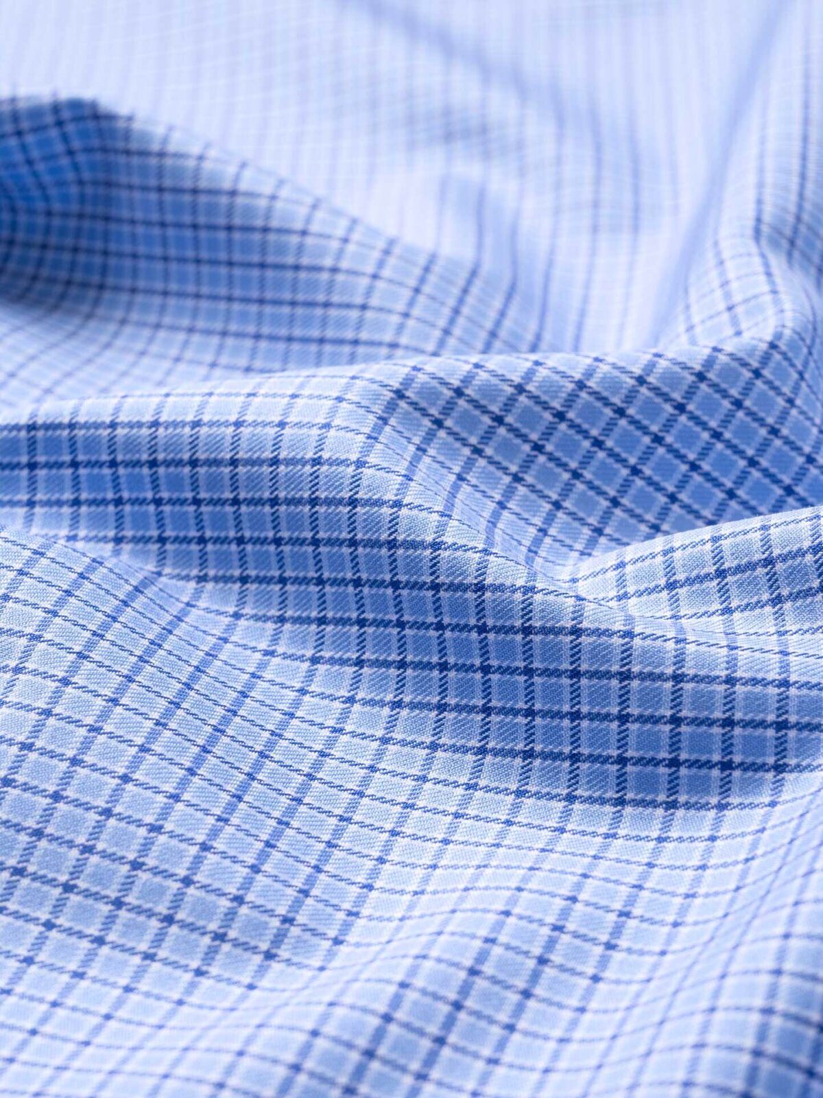 Thomas Mason Non-Iron Blue Small Check Shirts by Proper Cloth