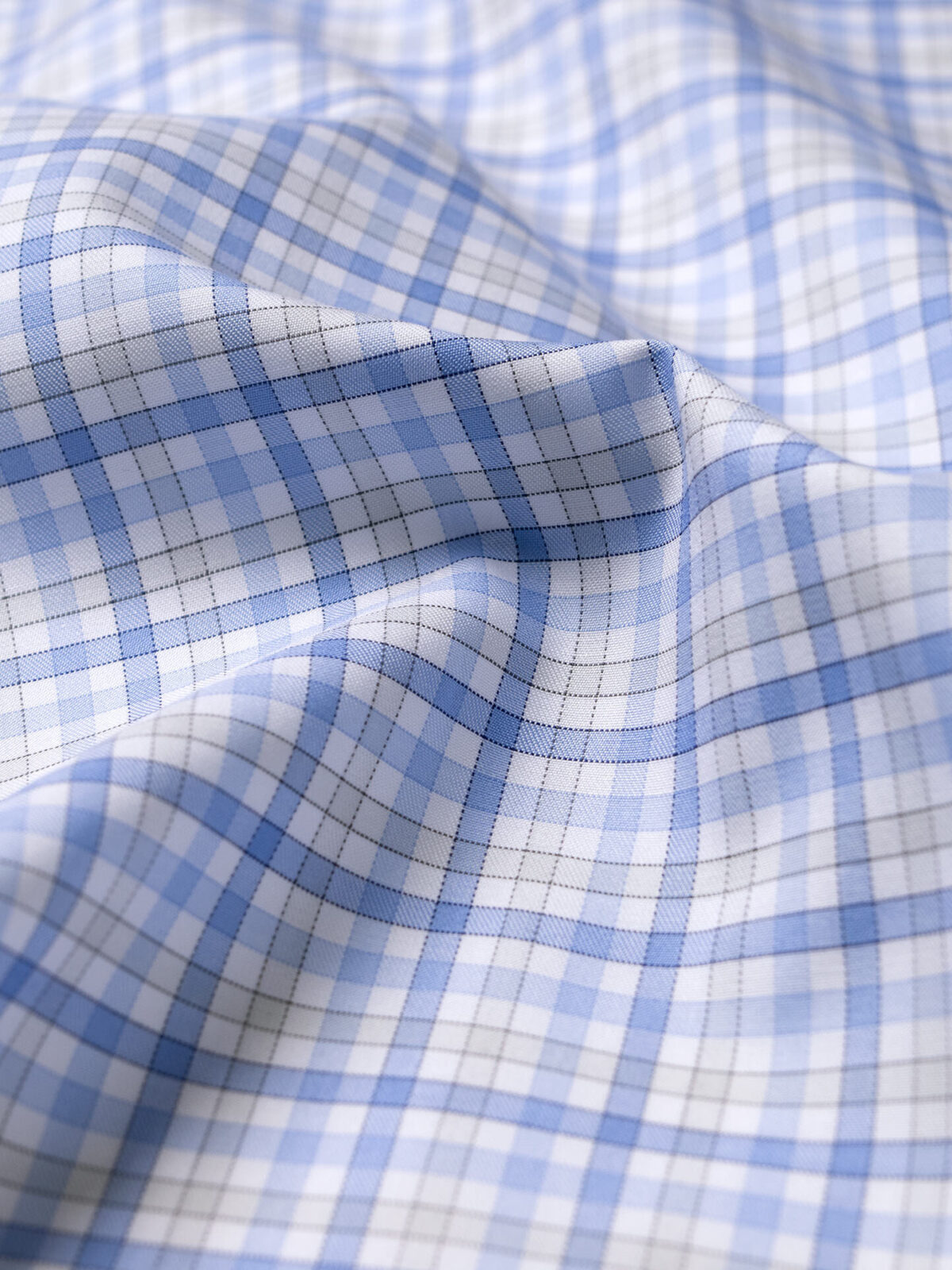 Thomas Mason Non-Iron Light Grey and Blue Multi Check Shirts by Proper ...