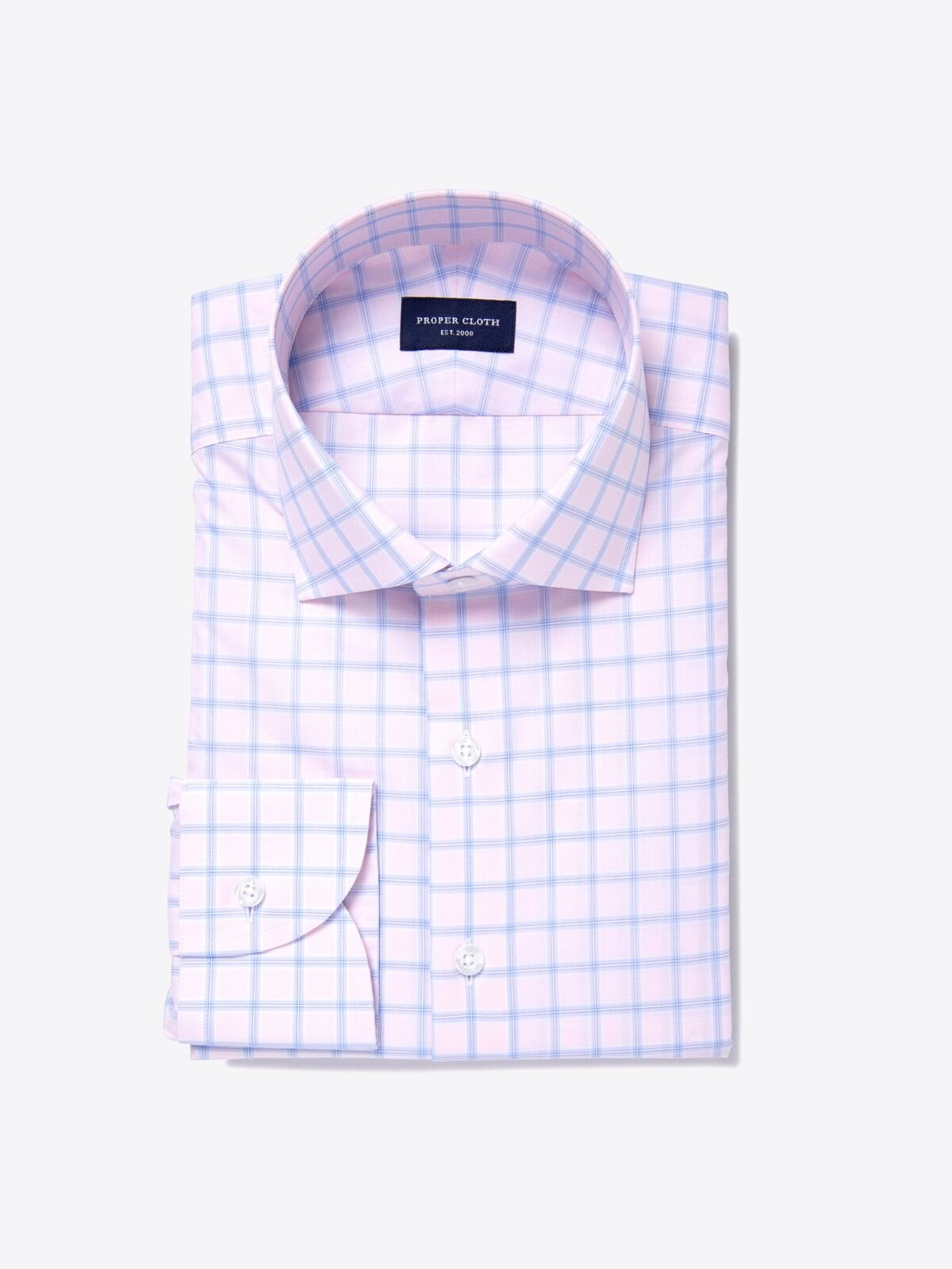 Suffolk Pink and Light Blue Check Dress Shirt Shirt by Proper Cloth