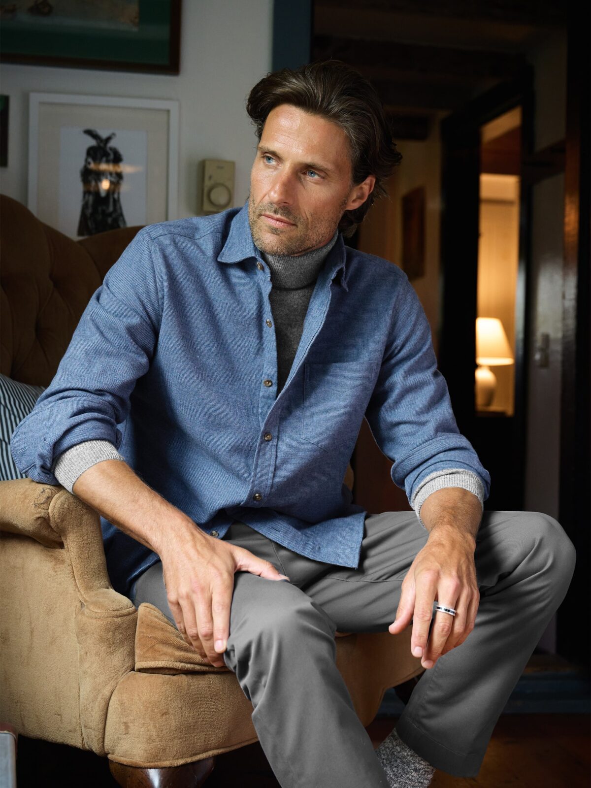 The Beacon Flannel Casual Shirt in Slate Nailhead