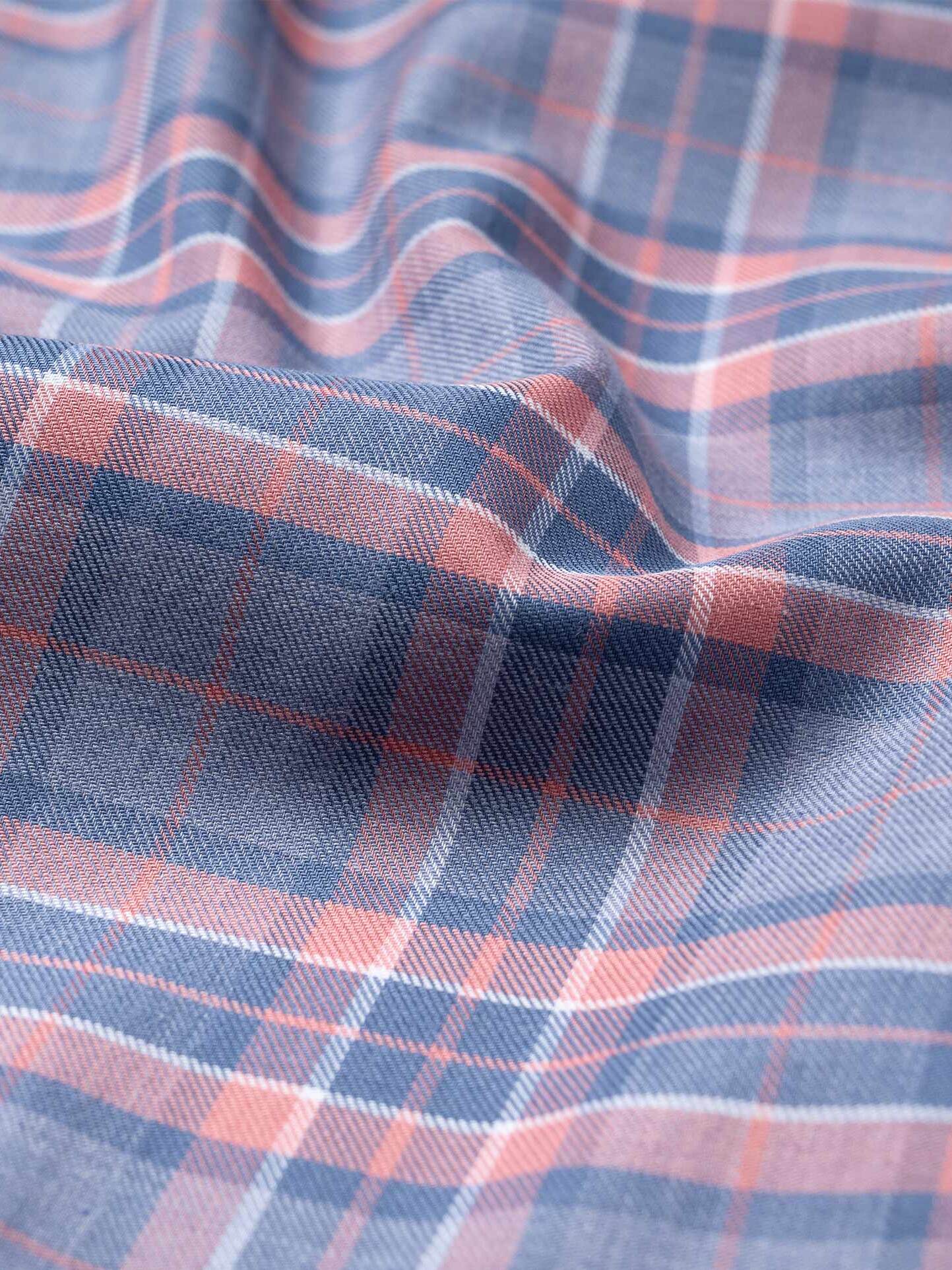 Malibu Slate and Salmon Cotton Lyocell Stretch Plaid Shirts by Proper Cloth