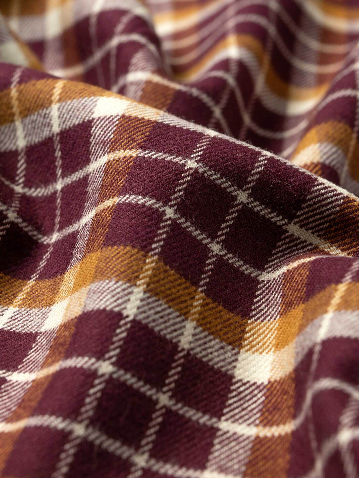 Stowe Burgundy and Gold Check Flannel Shirts by Proper Cloth
