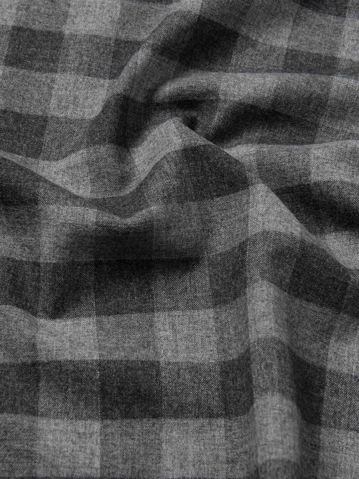Reda Grey Melange Gingham Merino Wool Flannel Shirts by Proper Cloth