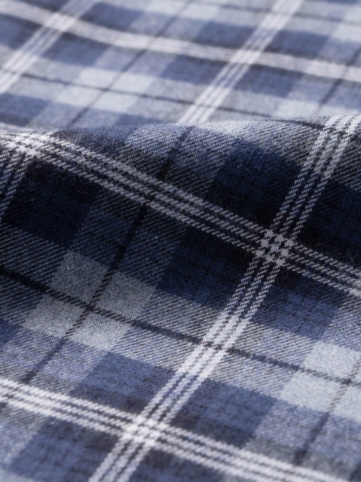Porto Portuguese Navy Melange Plaid Flannel Shirts by Proper Cloth