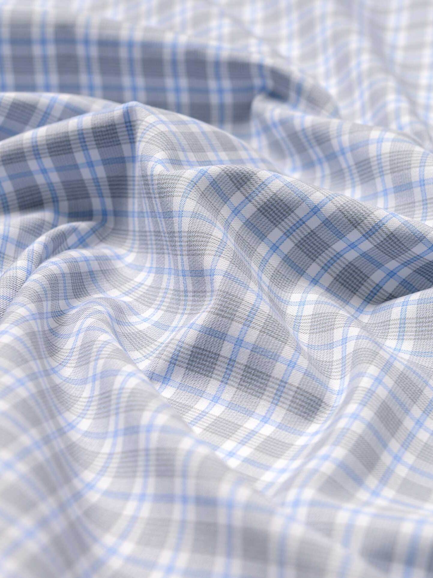 Novara Grey and Light Blue Multi Check Shirts by Proper Cloth