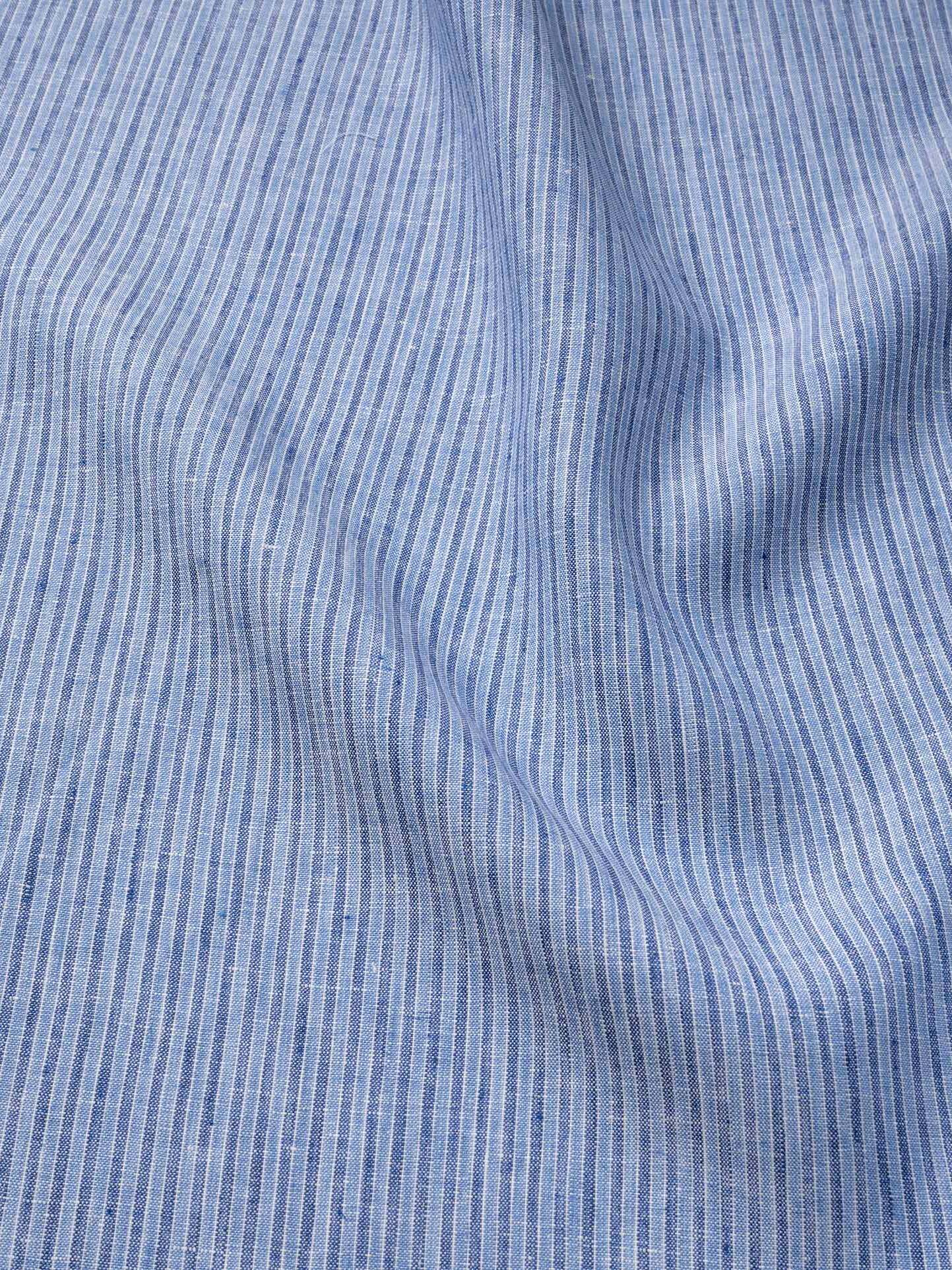 Positano Blue Small Stripe Italian Linen Shirts by Proper Cloth