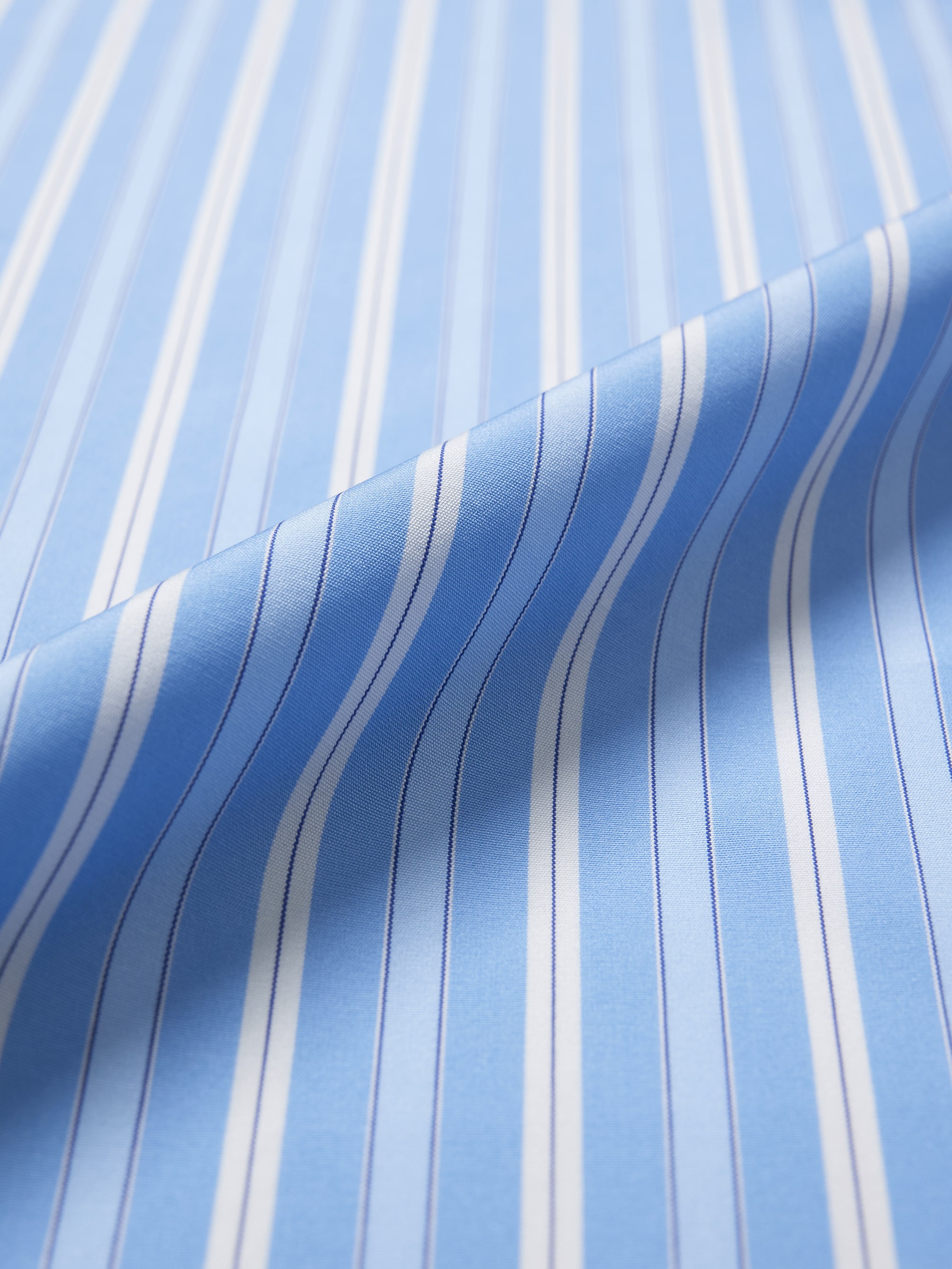 Thomas Mason 120s Blue and White Multi Stripe Luxury Broadcloth Shirts ...