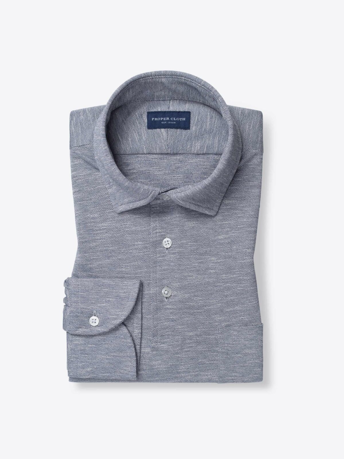 Canclini Slate Slub Knit Pique Shirt by Proper Cloth