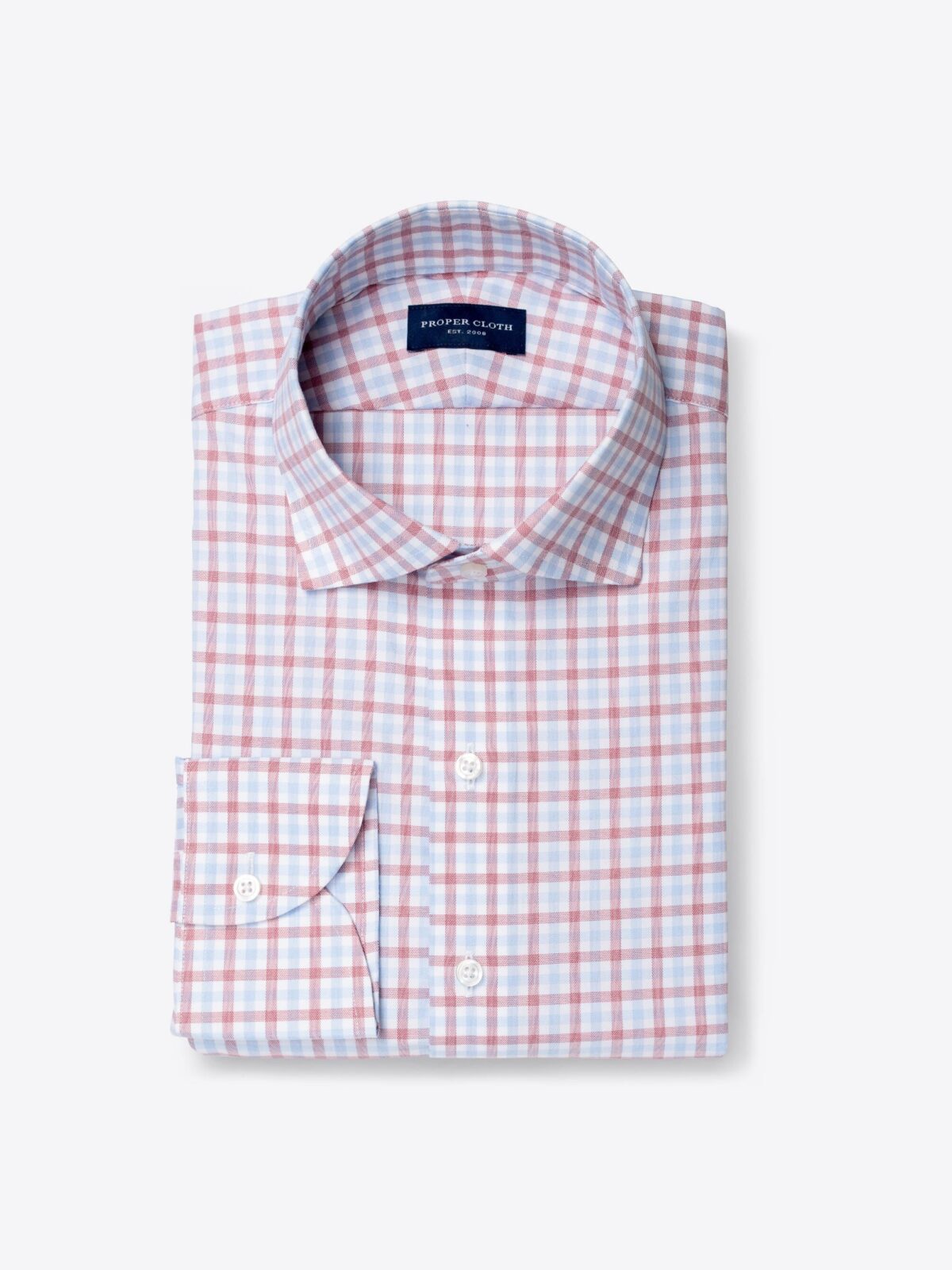Cooper Red and Blue Check Stretch Twill Shirt by Proper Cloth