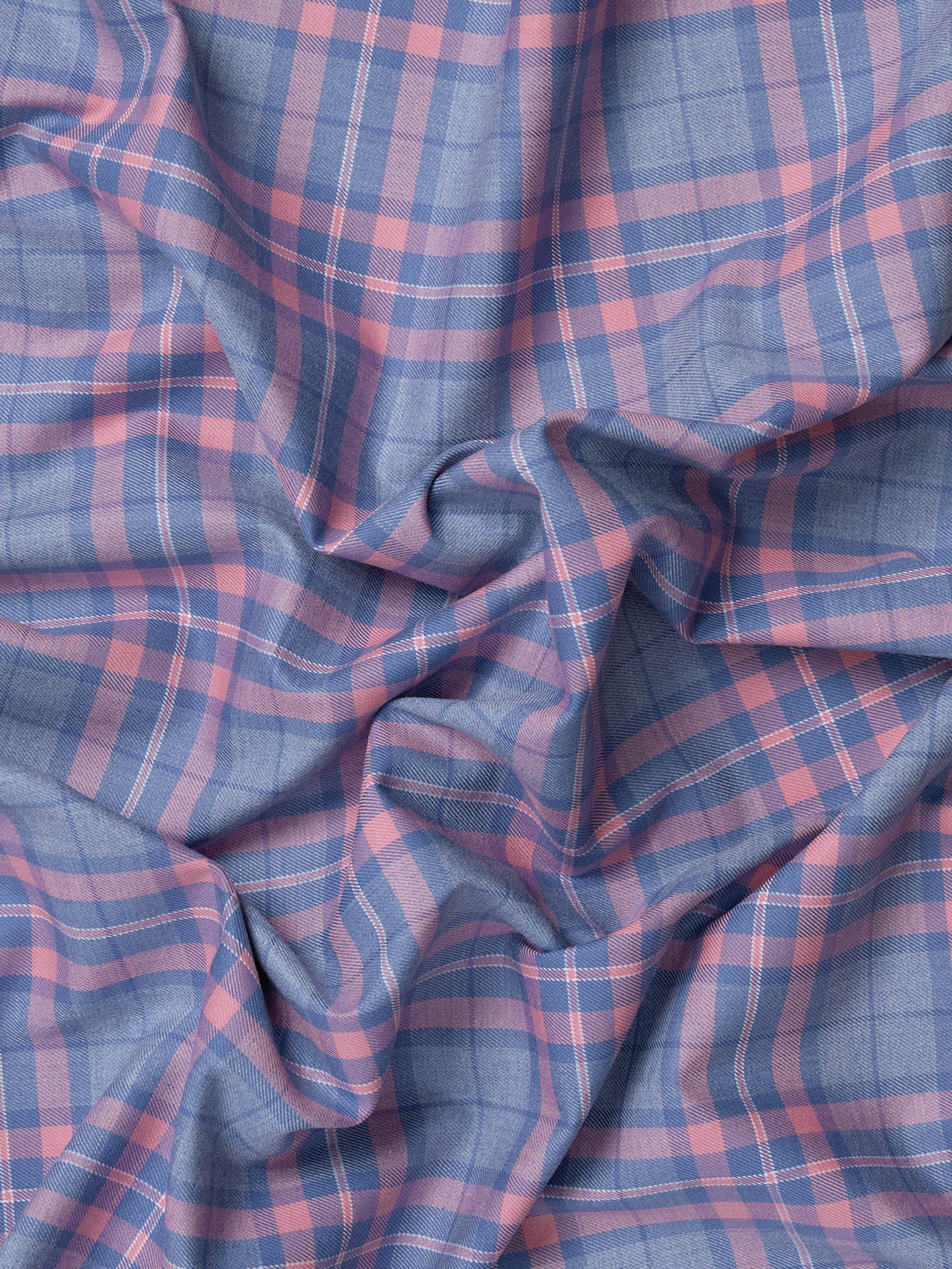 Malibu Blue and Rose 4 Way Stretch Plaid Twill Shirts by Proper Cloth