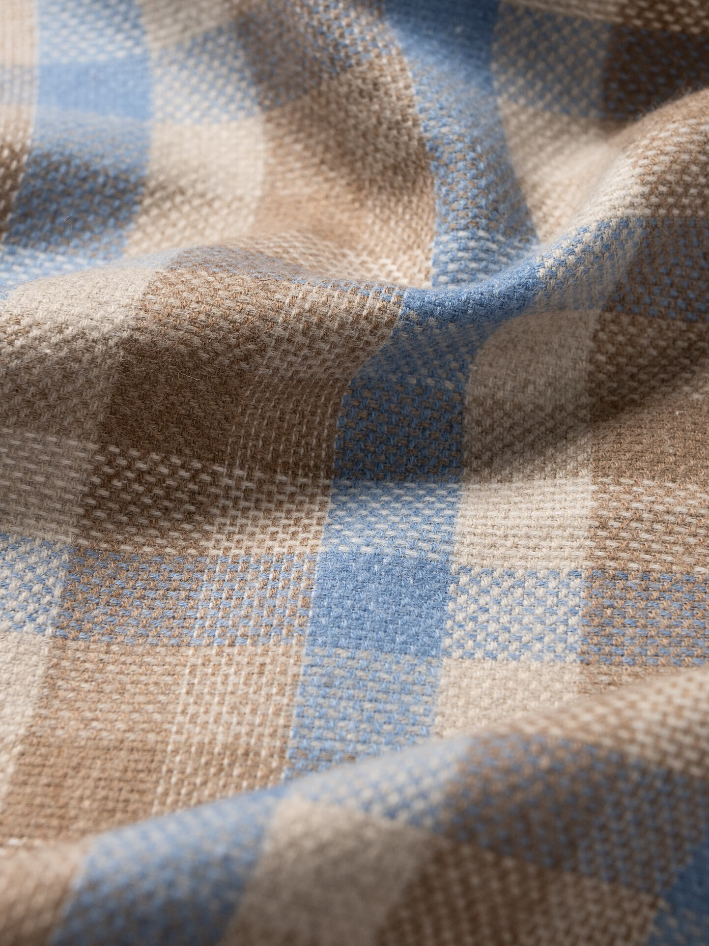 Porto Portuguese Beige and Light Blue Gingham Flannel Shirts by Proper ...