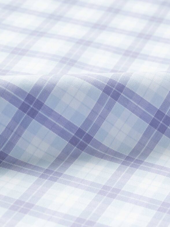 Portuguese 120s Light Blue and Lavender Multi Check Shirts by Proper Cloth