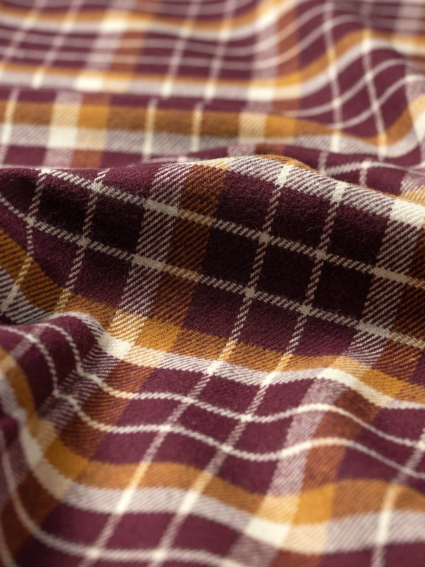 Stowe Burgundy and Gold Check Flannel Shirts by Proper Cloth
