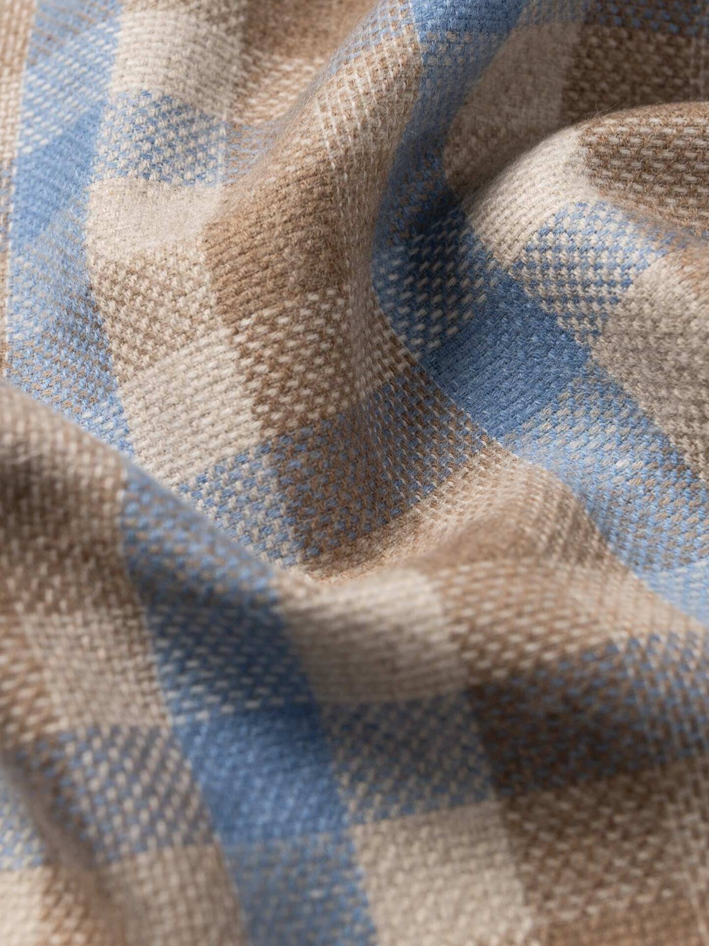 Porto Portuguese Beige and Light Blue Gingham Flannel Shirts by Proper ...