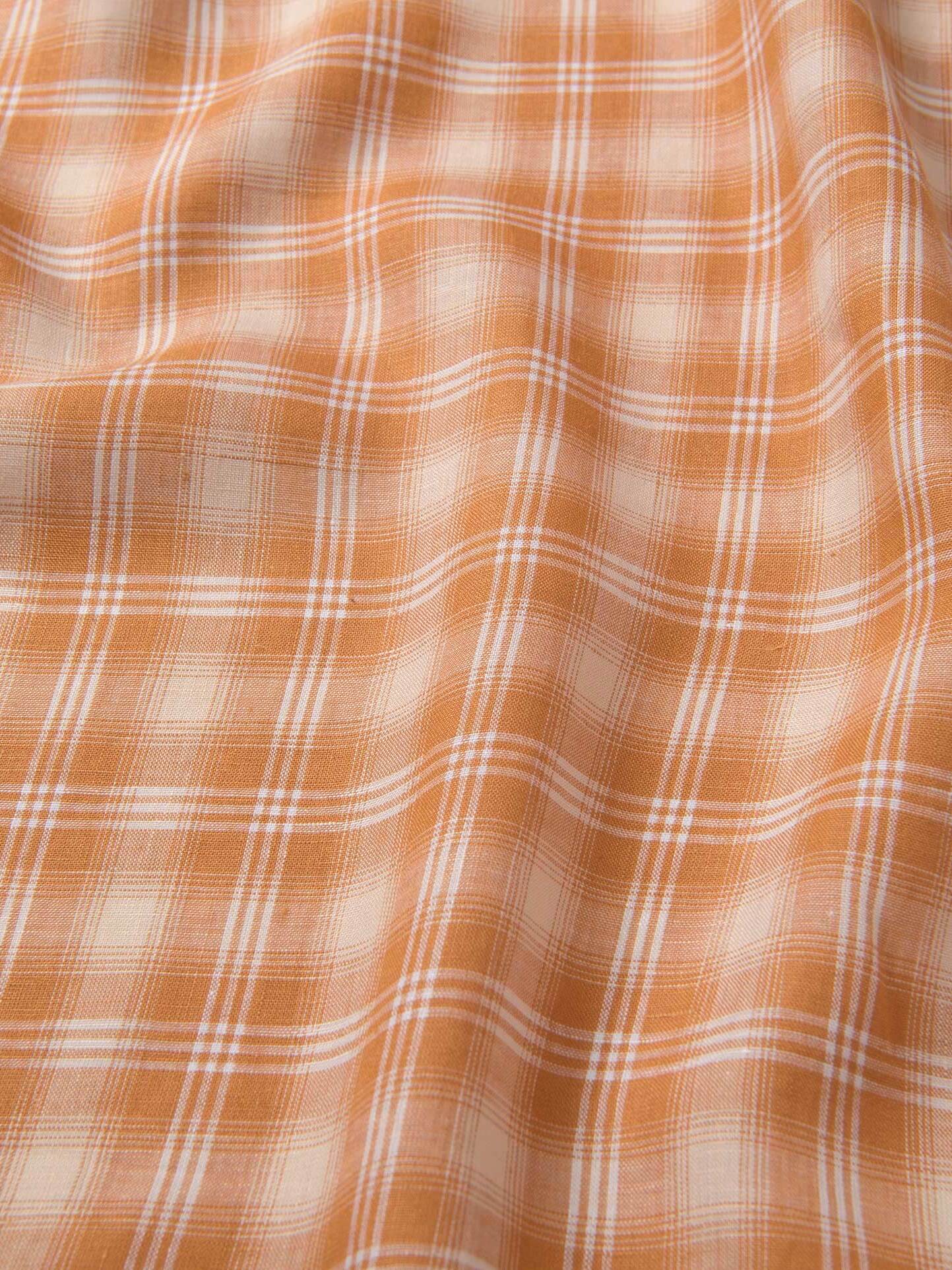 Canclini Washed Rust Ombre Plaid Linen Shirts by Proper Cloth