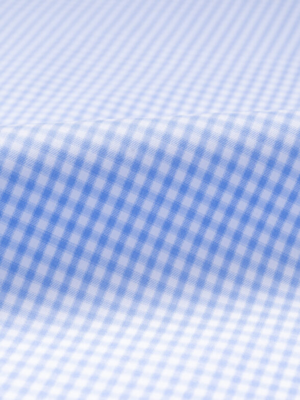William Light Blue Small Check Twill Shirts by Proper Cloth