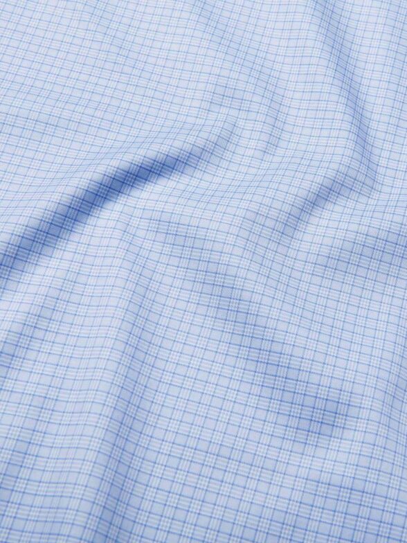 Non-Iron Stretch Light Blue Small Check Shirts by Proper Cloth