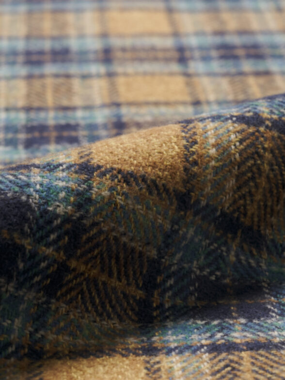 Japanese Gold and Navy Low Twist Plaid Shirts by Proper Cloth