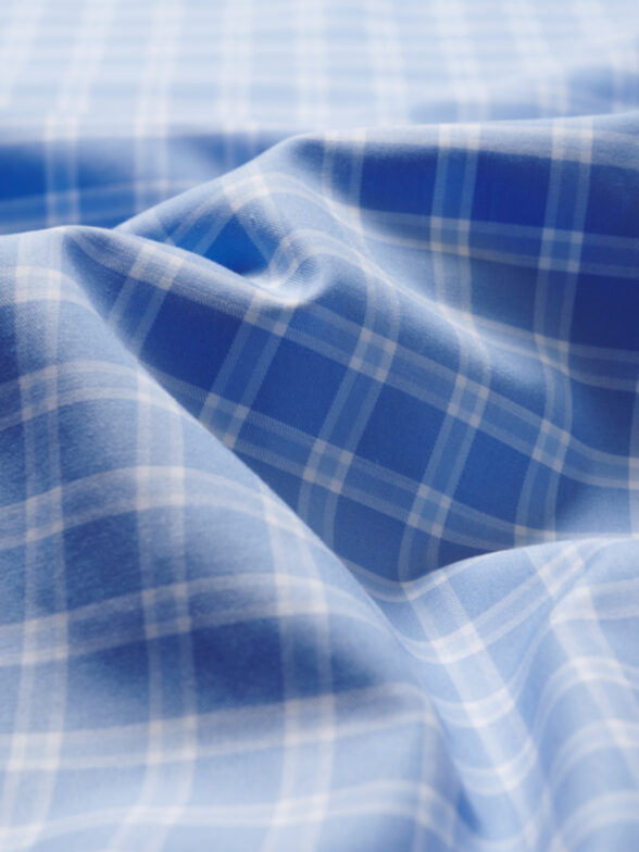 Thomas Mason Non-Iron Slate Blue and Sky Plaid Shirts by Proper Cloth