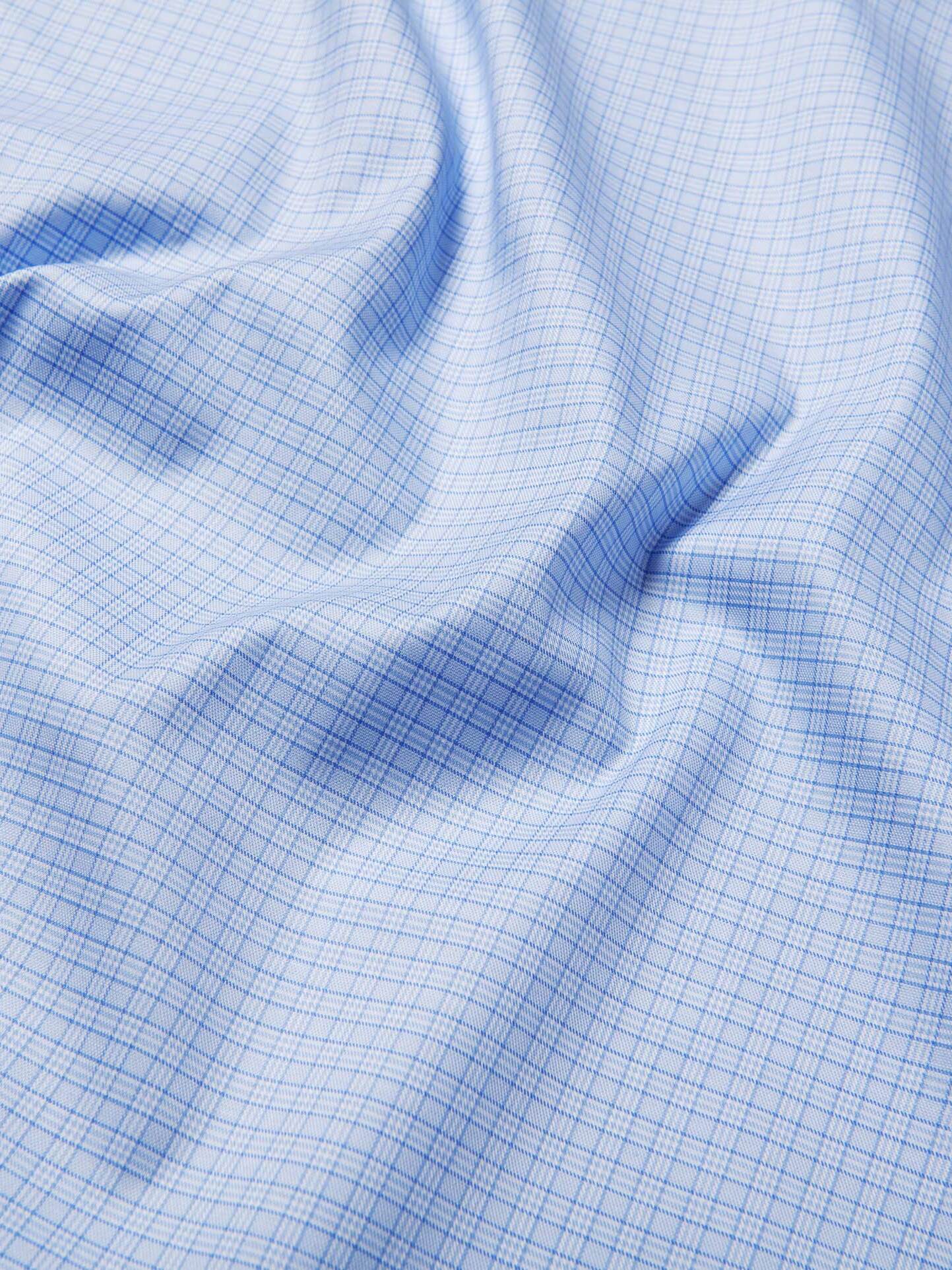 Non-Iron Stretch Light Blue Small Check Shirts by Proper Cloth